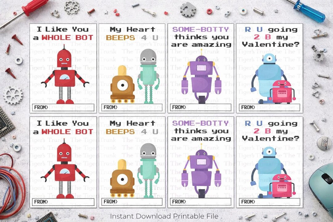 STEM Robotics Printable Robot Valentine's Cards - Etsy
