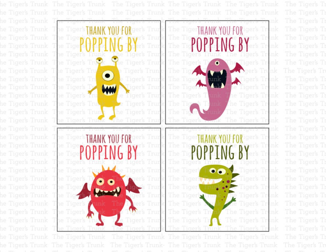 Monster Thank You Cards: Bubble Party Favor Tags (PDF) - Etsy