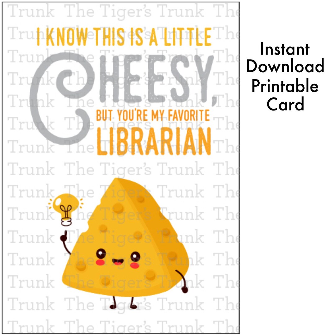 Librarian Appreciation Gift, Appreciation Week, Printable Greeting Card ...