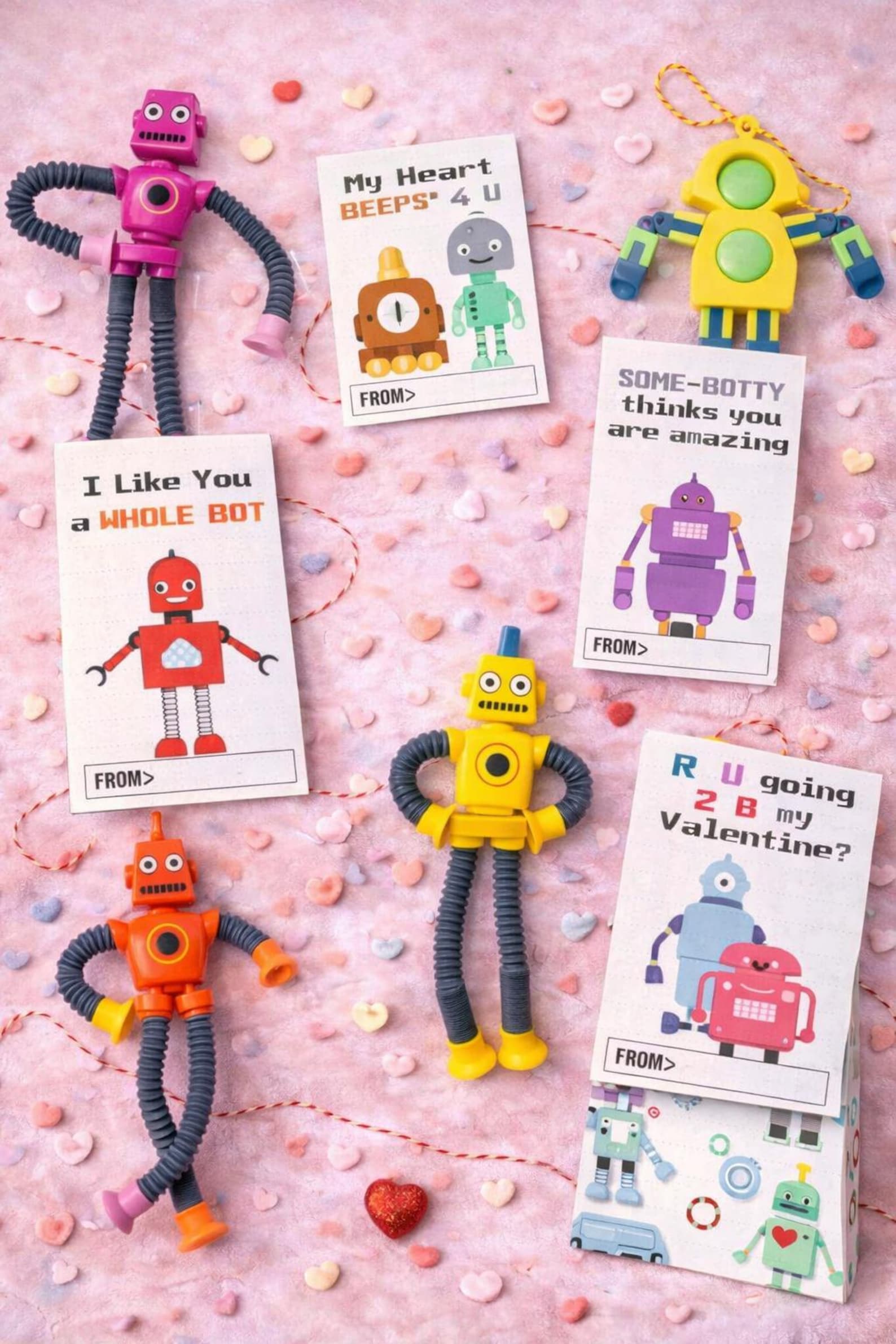 Robot Valentine Cards Printable, Classroom Valentines Instant Download ...