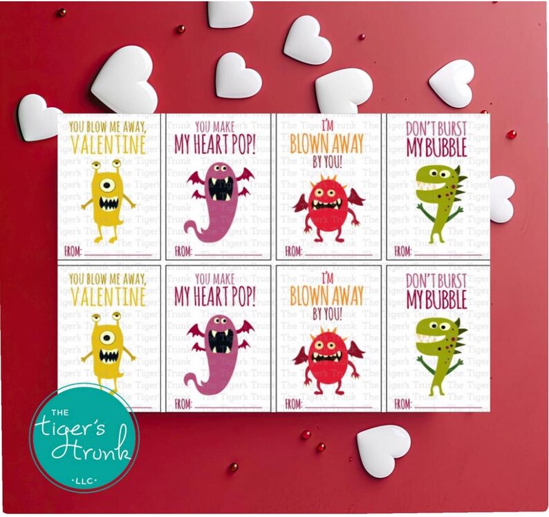 Monster Bubbles Printable Valentine's Day Cards - Etsy