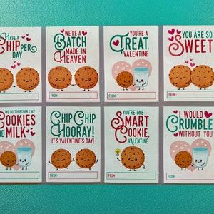 Printed Valentines Day Cards for School, Cookie Theme Valentines for ...