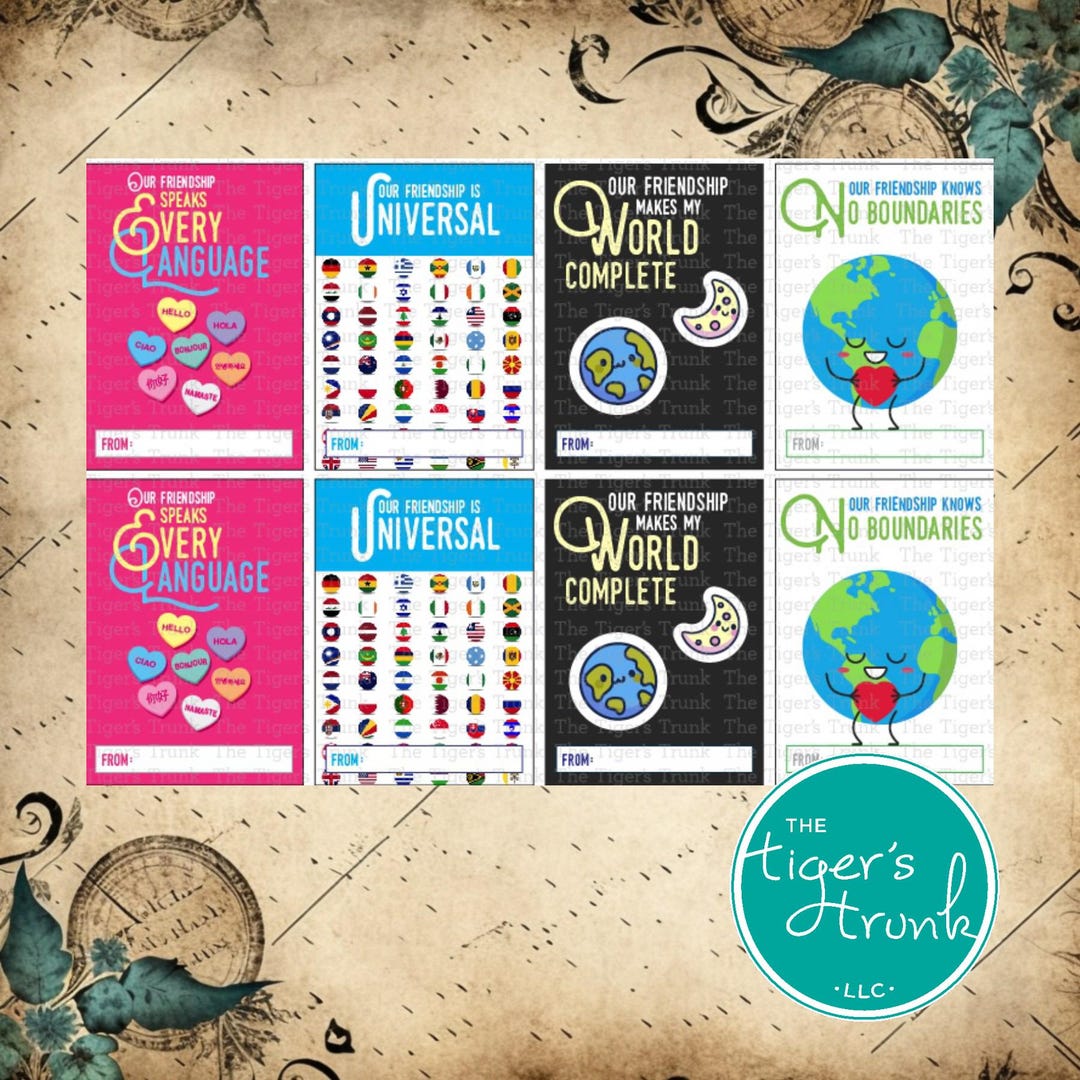 Printable Friendship Geography Valentine Cards, Travel-themed ...