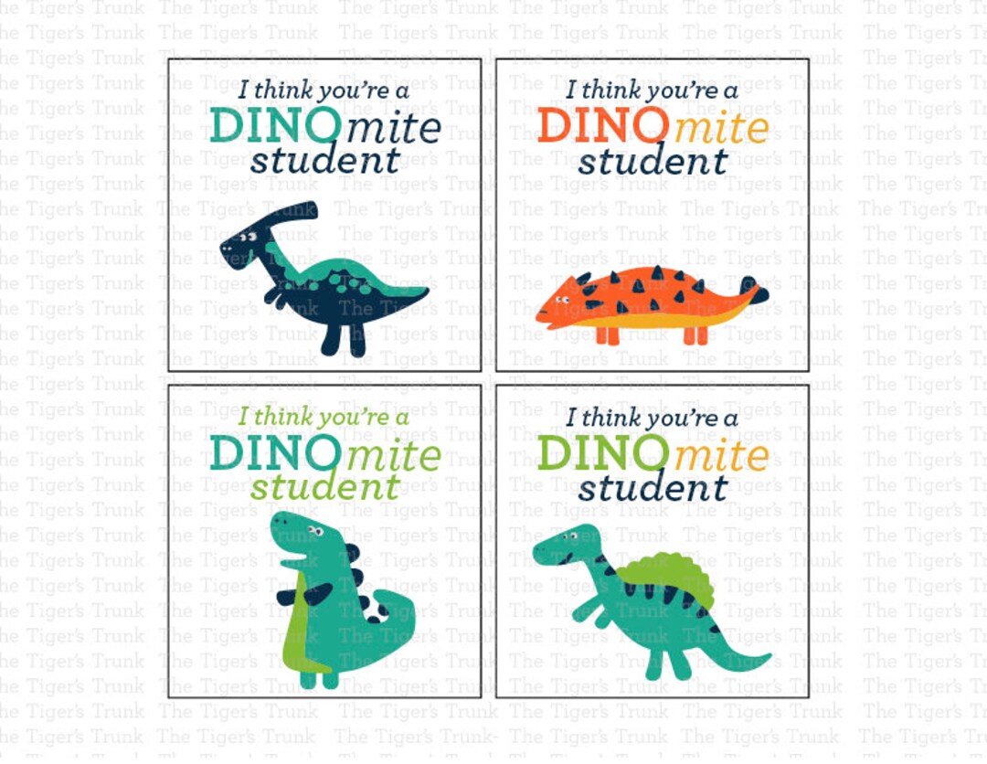 Printable Valentine's Day Cards for Students, Dinosaur-themed Gifts ...