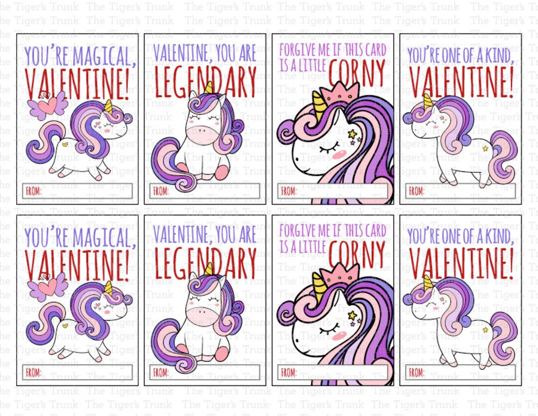 Magical Unicorn Valentine Card, Printable Valentines Day Card, Print at ...