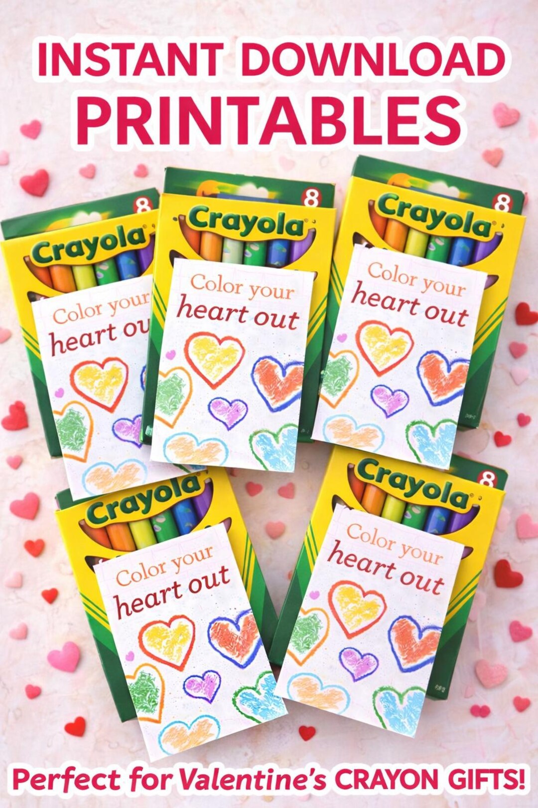 Kids Valentine Cards Printable, Color Your Heart Out, Classroom ...