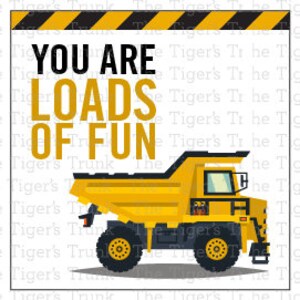 Construction Birthday Party Favor Bag Tags, Loads of Fun Construction ...