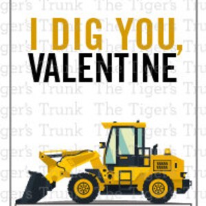 Construction Valentine Card for Kids, Construction Trucks Printable ...