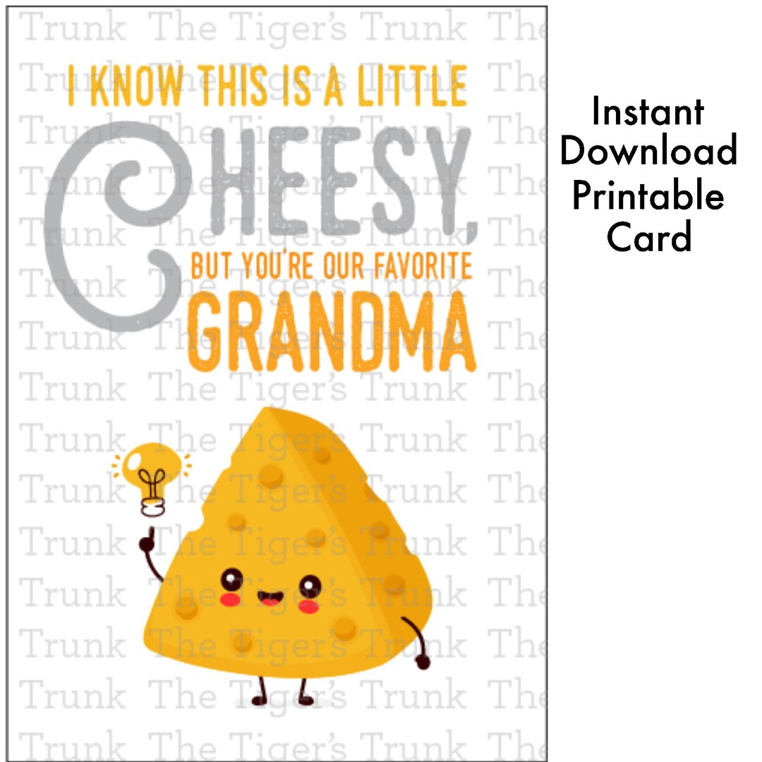 Cheesy Grandma Card: Printable Grandparent's Day Gift (PDF) - Etsy