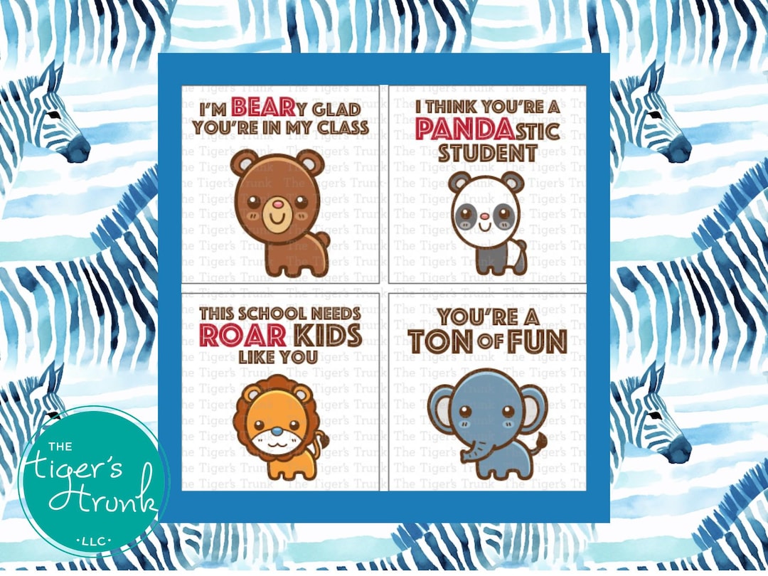 Printable Valentine Cards for Students, Animal-themed Pun, Instant ...
