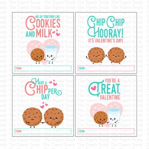Cookie Valentine Tags for Kids, Printable Valentine Tags, Instant ...
