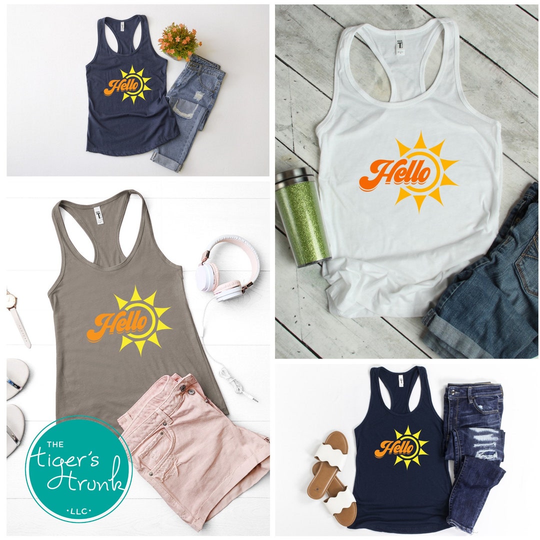 Hello Tank Top, Valentines Gift, Summer Graphic Tee, Sunshine Graphic ...