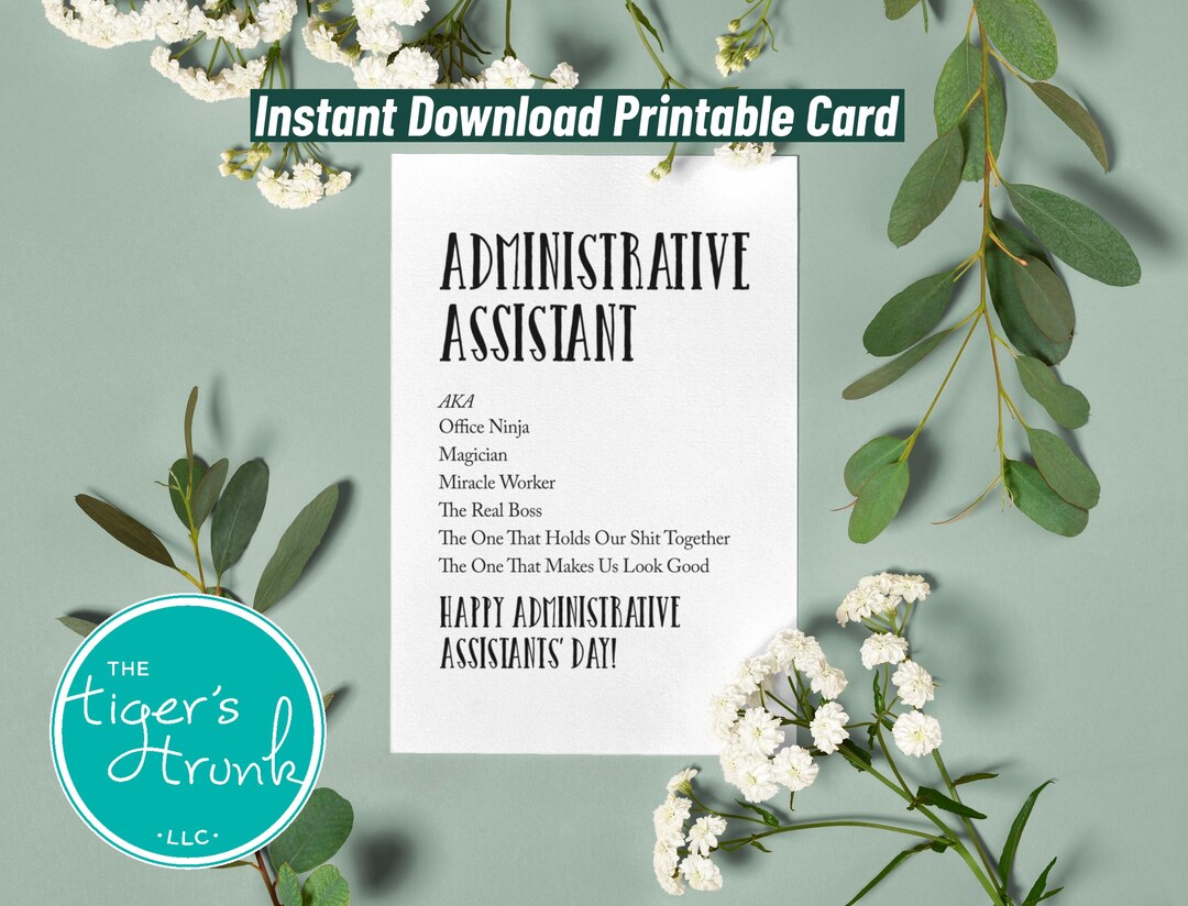 Printable Thank You Card, Administrative Assistants Day, Support ...