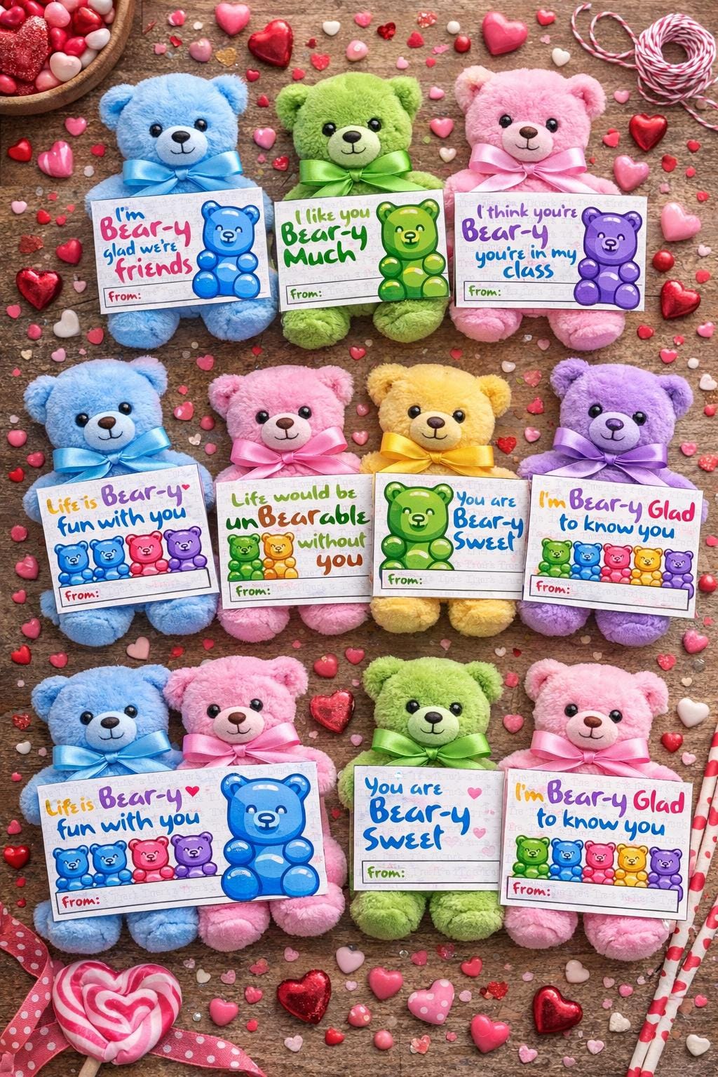 Gummy Bears Printable Valentine's Day Cards - Etsy