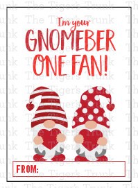 Gnome Valentine Cards: Printable Valentines for Kids (PDF) - Etsy