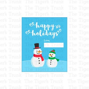 Printable Christmas Tags, Cute Snowman Greeting, Happy Holidays Digital ...