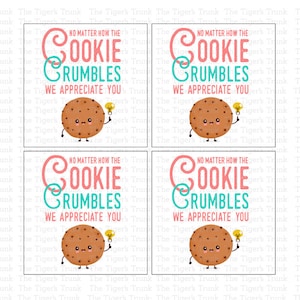 Cookie Appreciation Gift Tags: Printable Thank You Cards (PDF) - Etsy