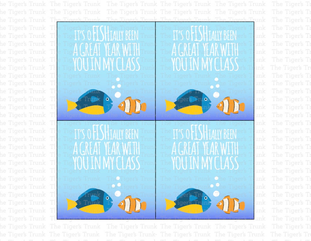 End of Year Cards for Students From Teachers, Fish Cards, Printable ...