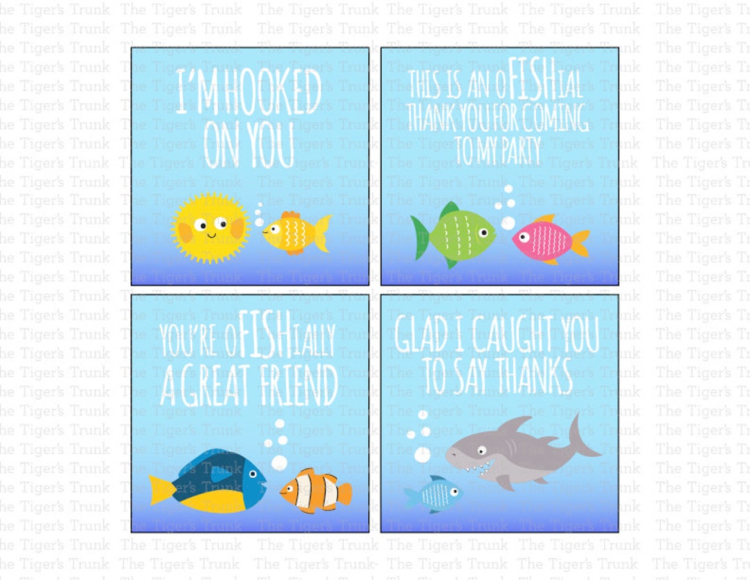 Fish Theme Birthday Party Favor Bag Tags, Instant Download Ocean Party ...