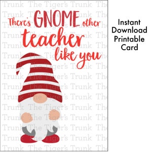 Printable Card, Teacher Gift, Thank You Card, Teacher Thank You, Gnome ...