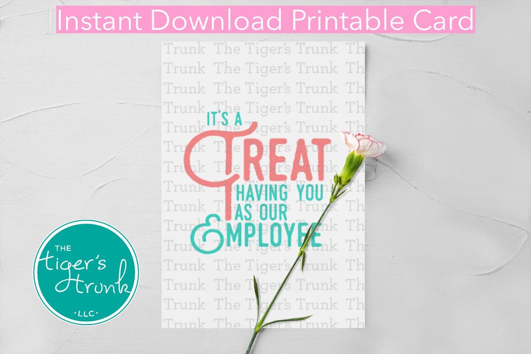 Printable Employee Appreciation Card, Instant Download Sweet Treat ...
