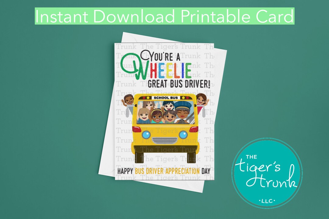 Printable Digital Card for Bus Driver Gift, Digital Download Card ...