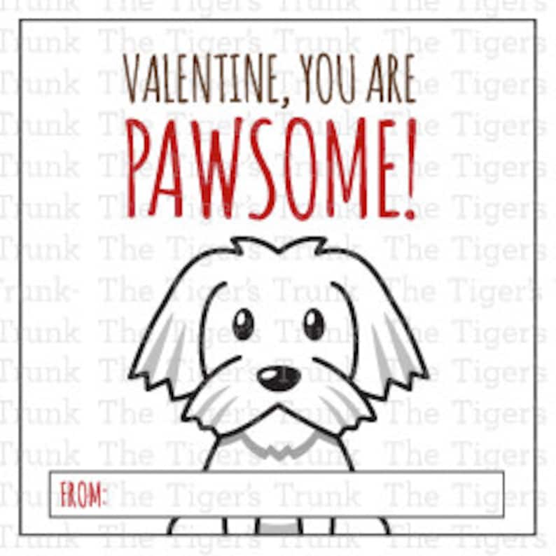Puppy Valentines Printable Valentine Tags for Kids Printable - Etsy