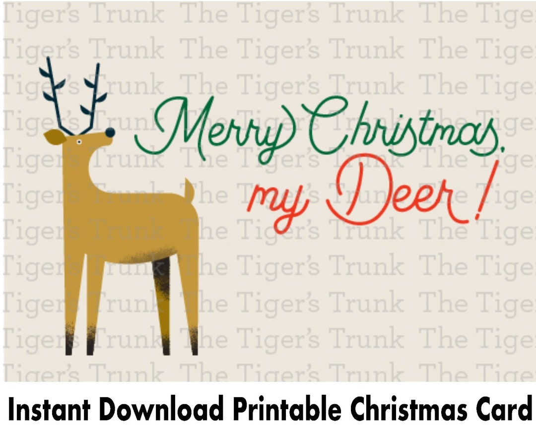 Merry Christmas Printable Christmas Card, Instant Digital Download ...