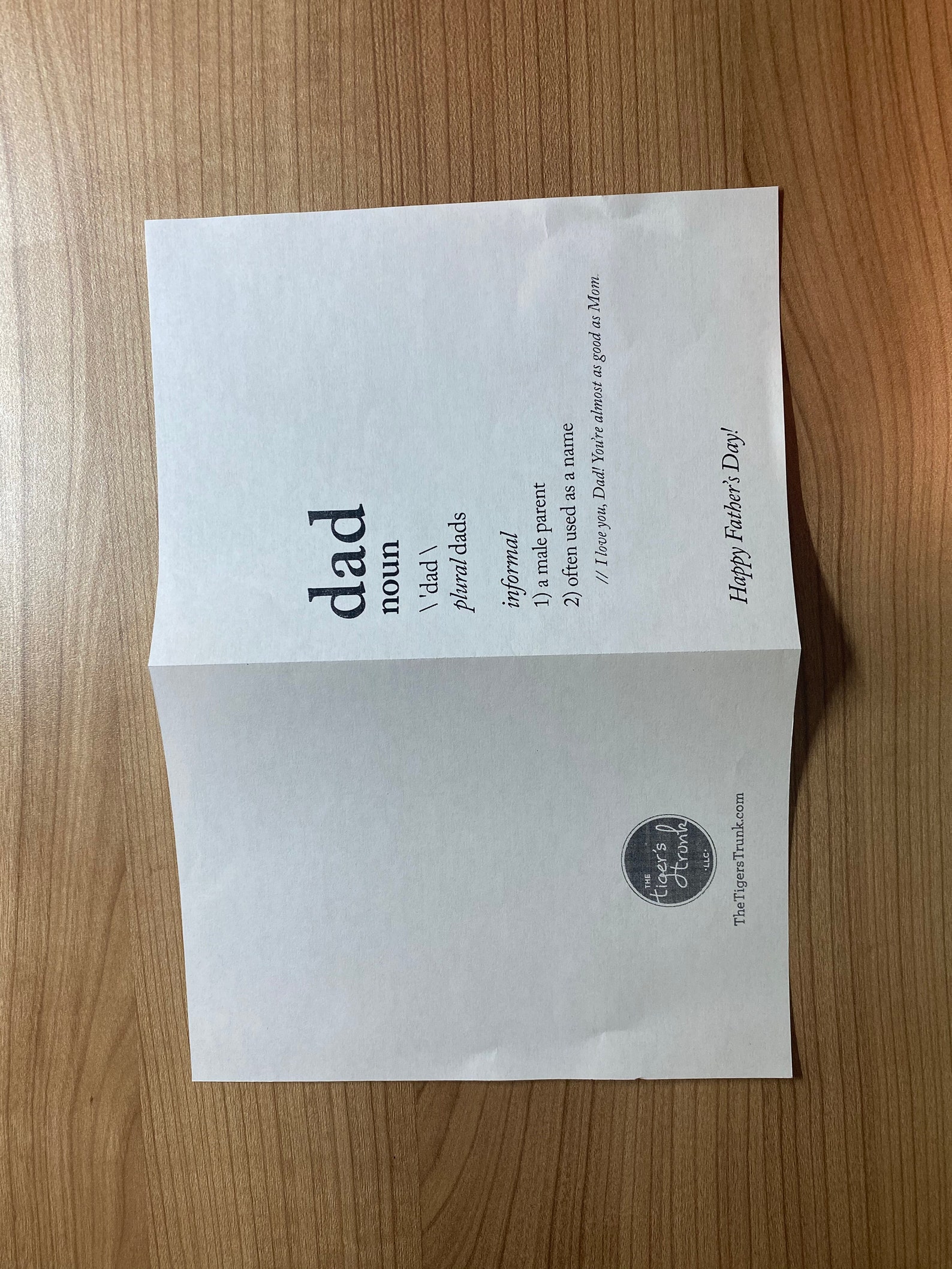 Funny Dad Definition Card Printable Fathers Day Card for Dad - Etsy