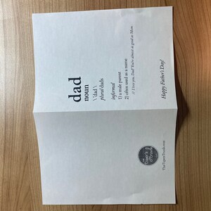 Funny Dad Definition Card, Printable Fathers Day Card for Dad Instant ...