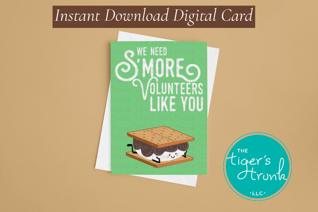 S'more Volunteers Thank You Card: Volunteer Appreciation (digital ...