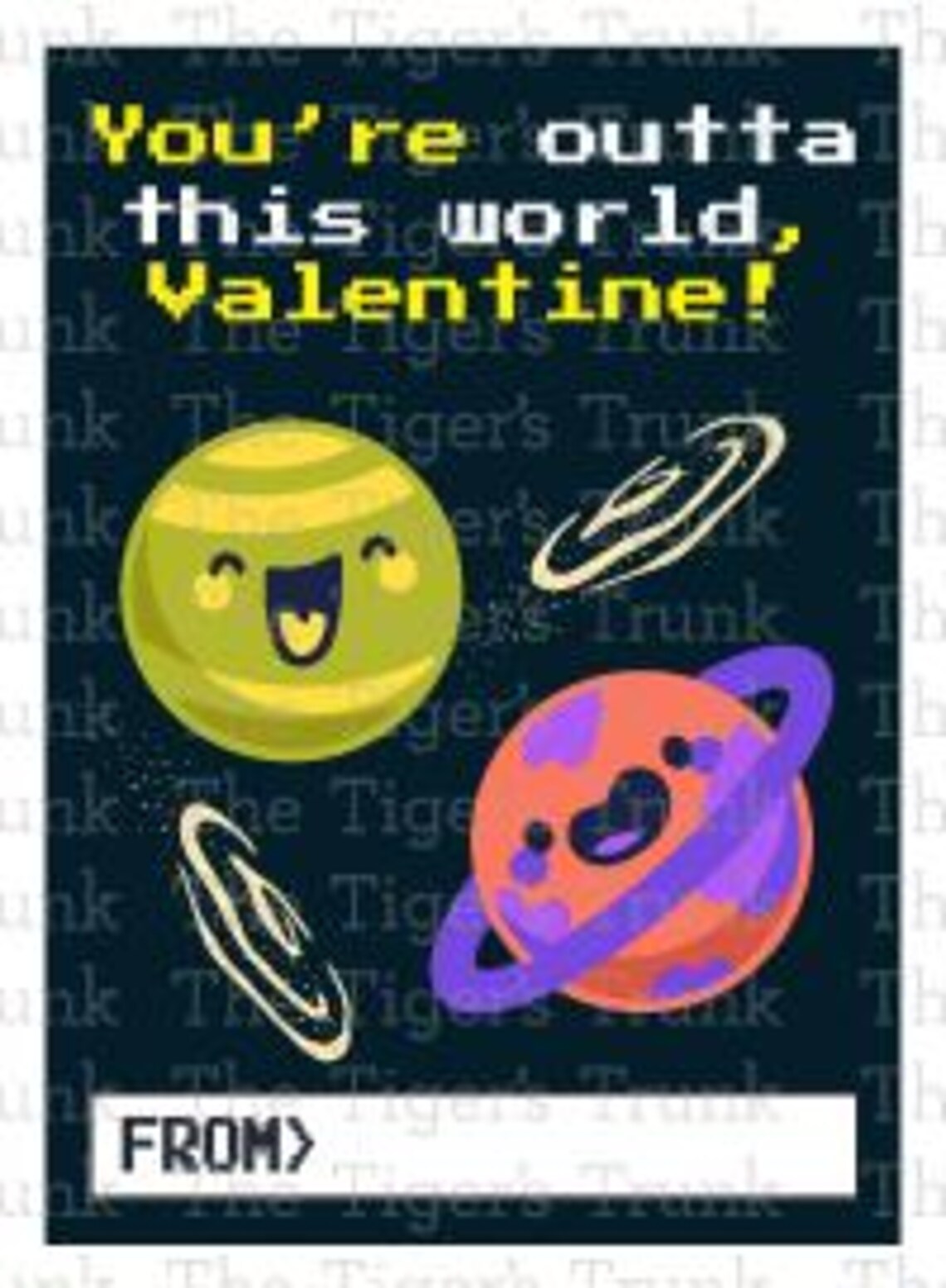Space Valentine Cards for Kids, Printable Classroom Valentines, Student ...