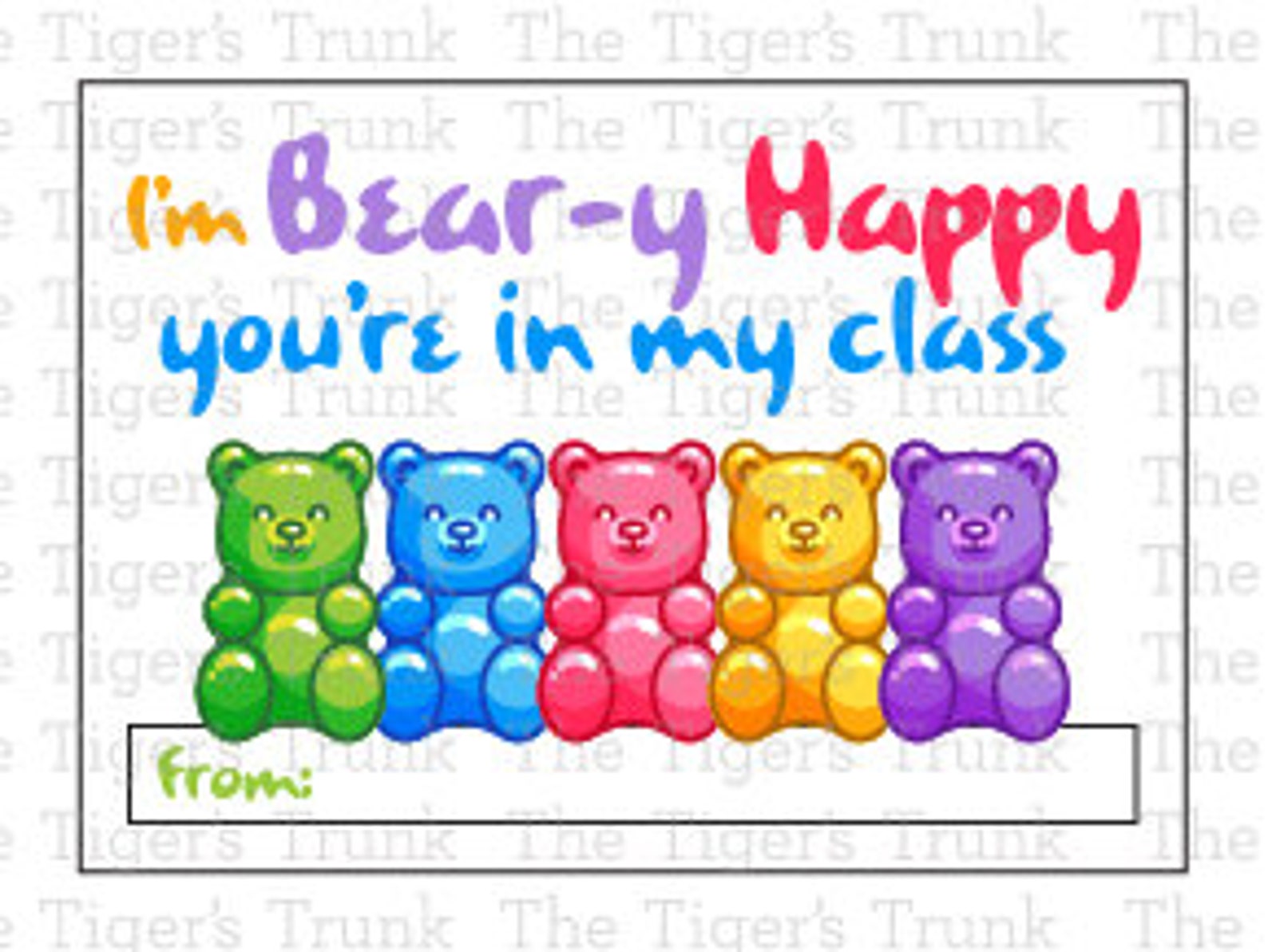 Beary Valentine Cards for School Printable Valentines for - Etsy