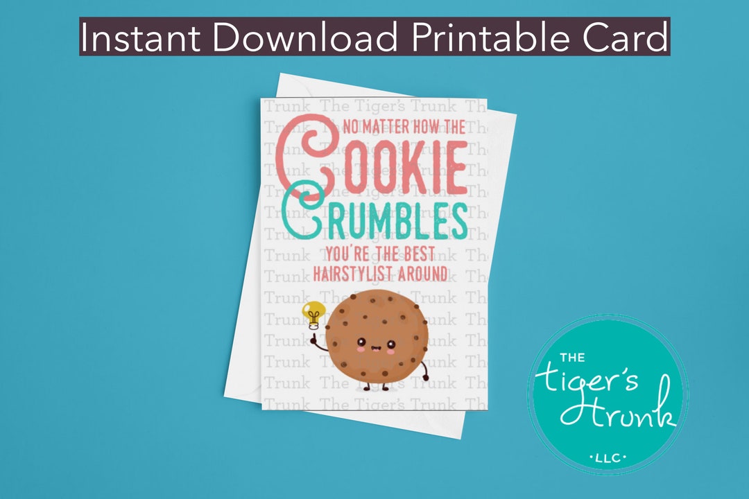 Hair Stylist Cookie Gift, Printable Cookie Thank You Card, Cookie Theme ...