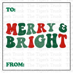 Merry and Bright Printable Christmas Gift Tags, Festive Holiday Tags ...