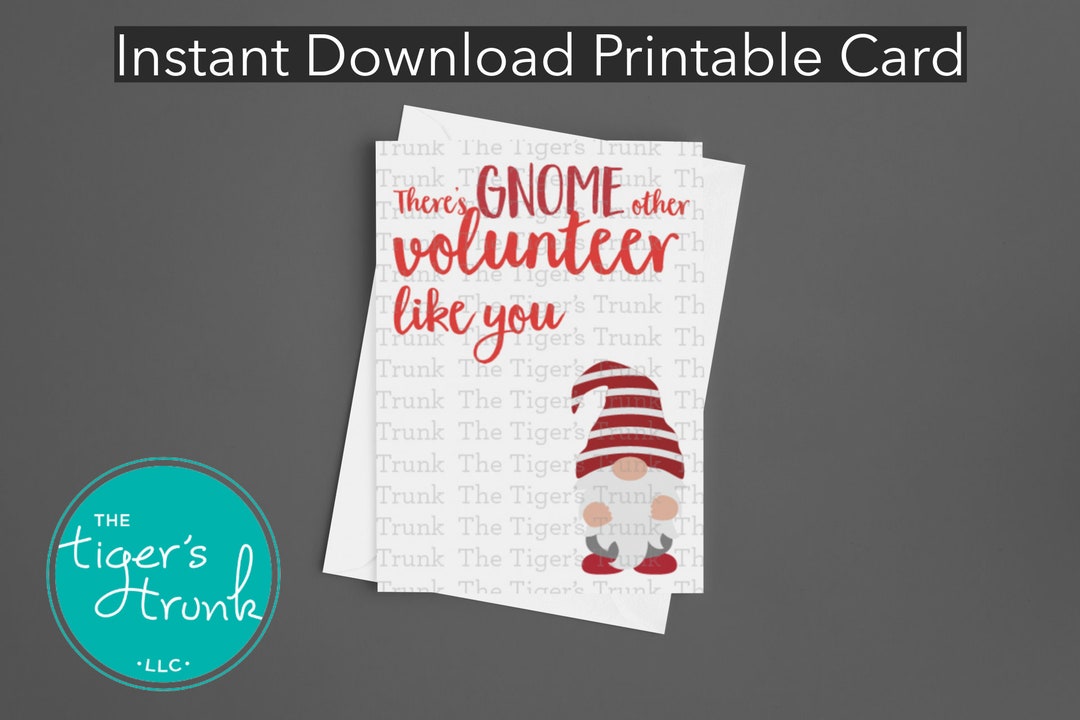 Volunteer Recognition Whimsical Gnome Gifts, Volunteer Thank You Card ...