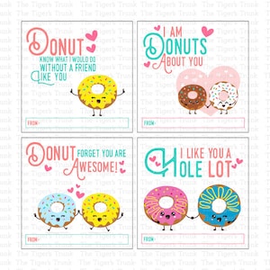 Print at Home Donut Valentine for School, Sweet Valentine Donut-themed ...