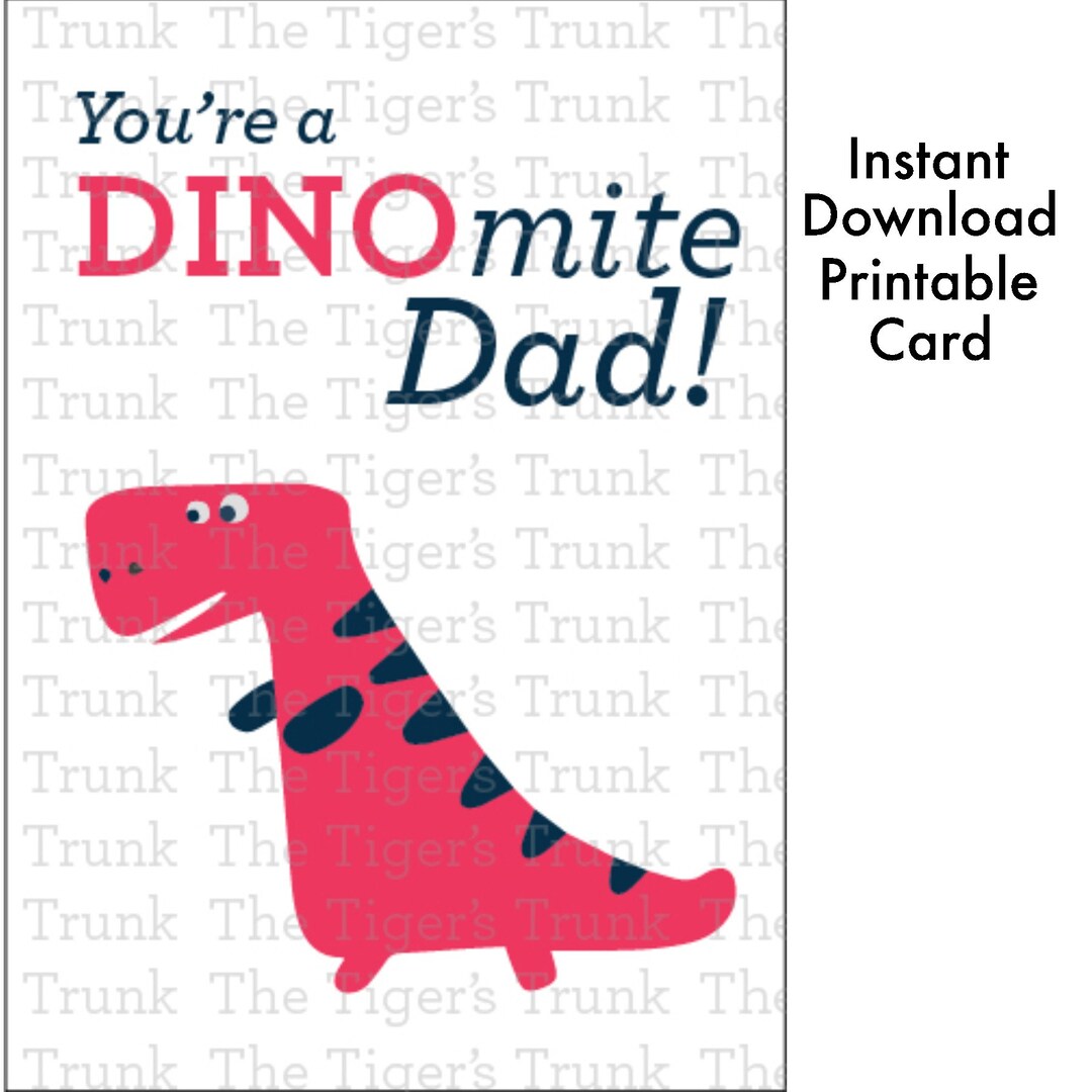 Dinosaur Dad Greeting Card, Funny Printable Fathers Day Card From Son ...
