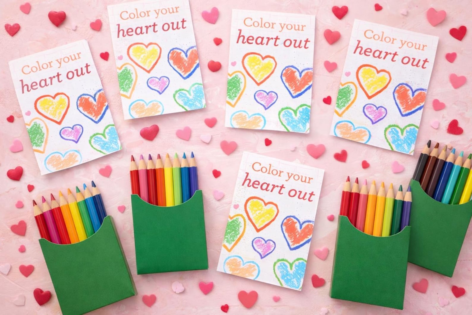 Kids Valentine Cards Printable, Color Your Heart Out, Classroom ...