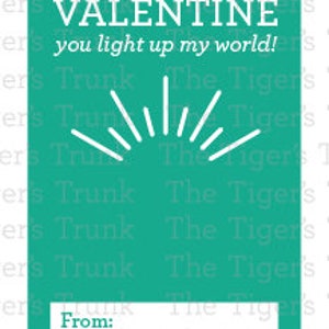 Finger Light Valentines, Cards for Classroom, You Light up My World ...