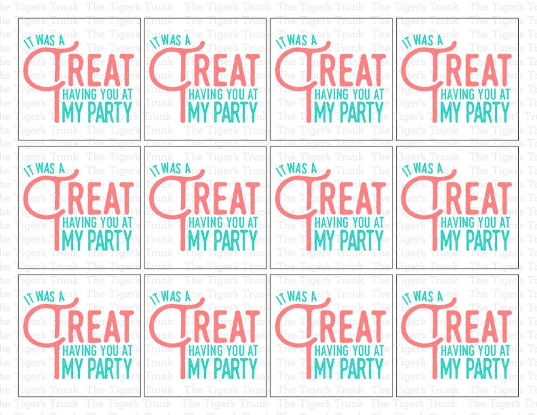 Sweet Treat Party Favor Bag Tags, Instant Download Party Favors, Cute ...