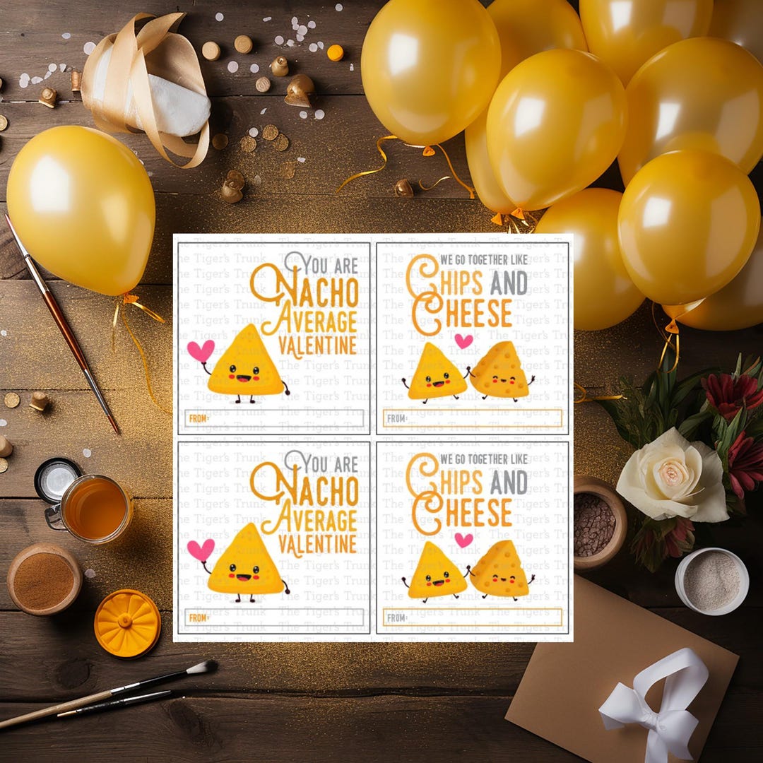 Nacho Valentine Tags: Fun Classroom Exchange Cards (PDF) - Etsy