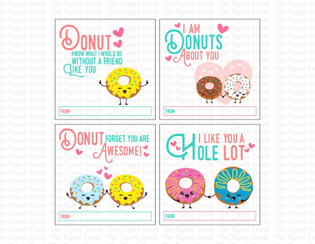Print at Home Donut Valentine for School, Sweet Valentine Donut-themed ...