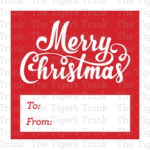 Printable Christmas Tags, Bright Red Christmas Greeting, Merry ...
