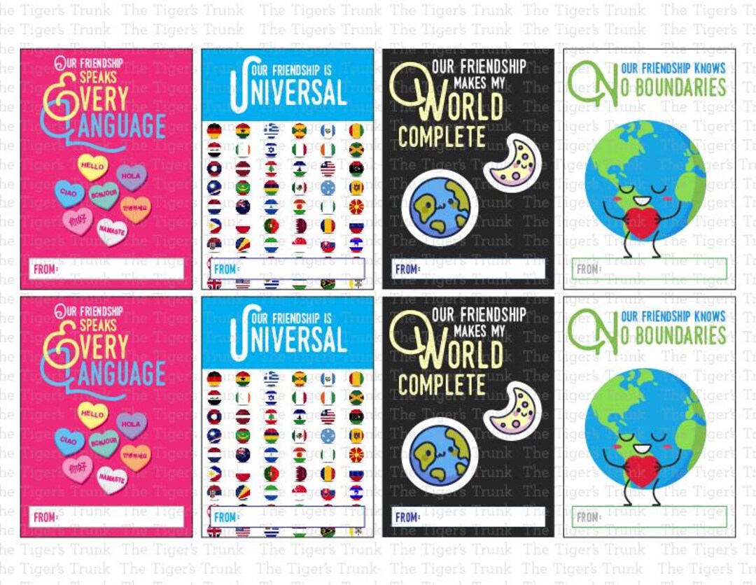 Printable Friendship Geography Valentine Cards, Travel-themed ...