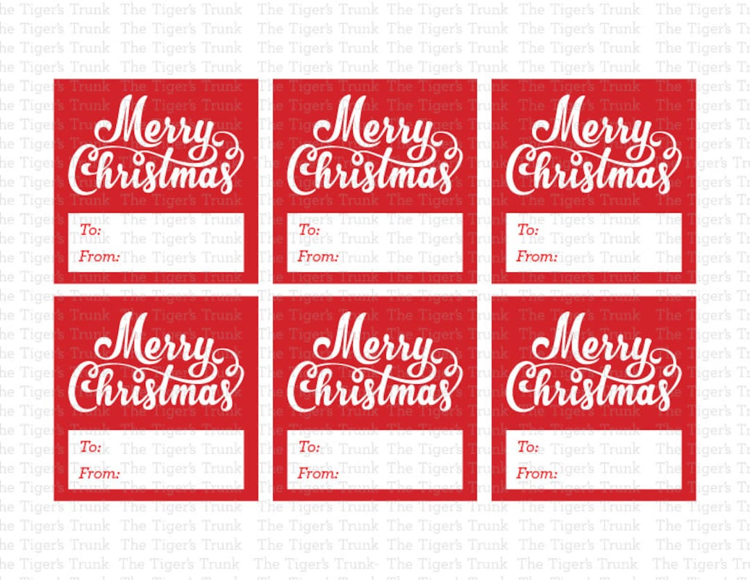 Printable Christmas Tags, Bright Red Christmas Greeting, Merry ...