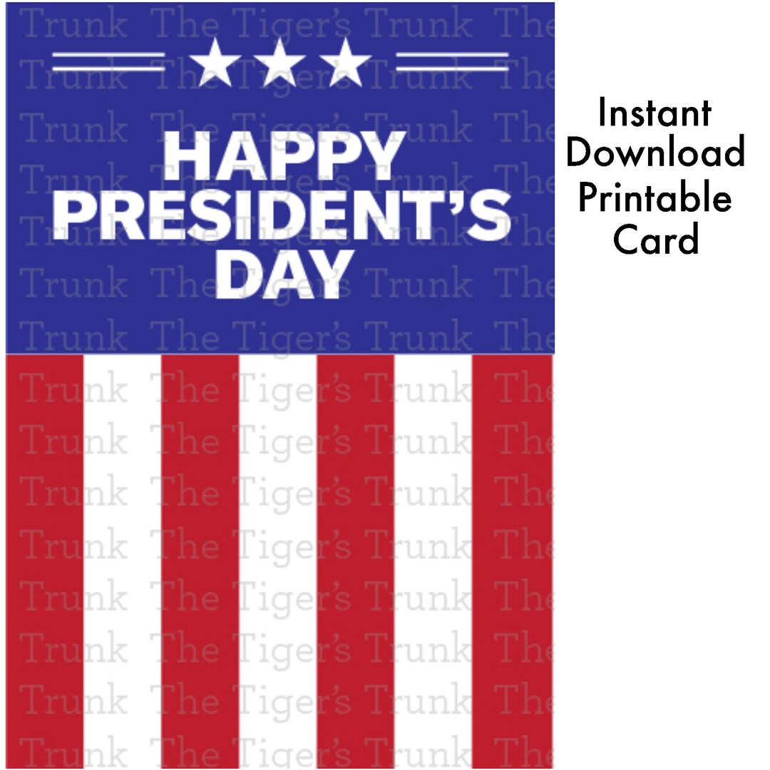 Presidents Day Greeting Card Printable PDF Card Patriotic - Etsy