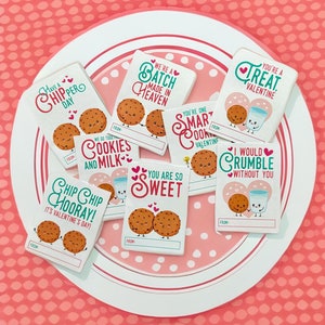 Printed Valentines Day Cards for School, Cookie Theme Valentines for ...