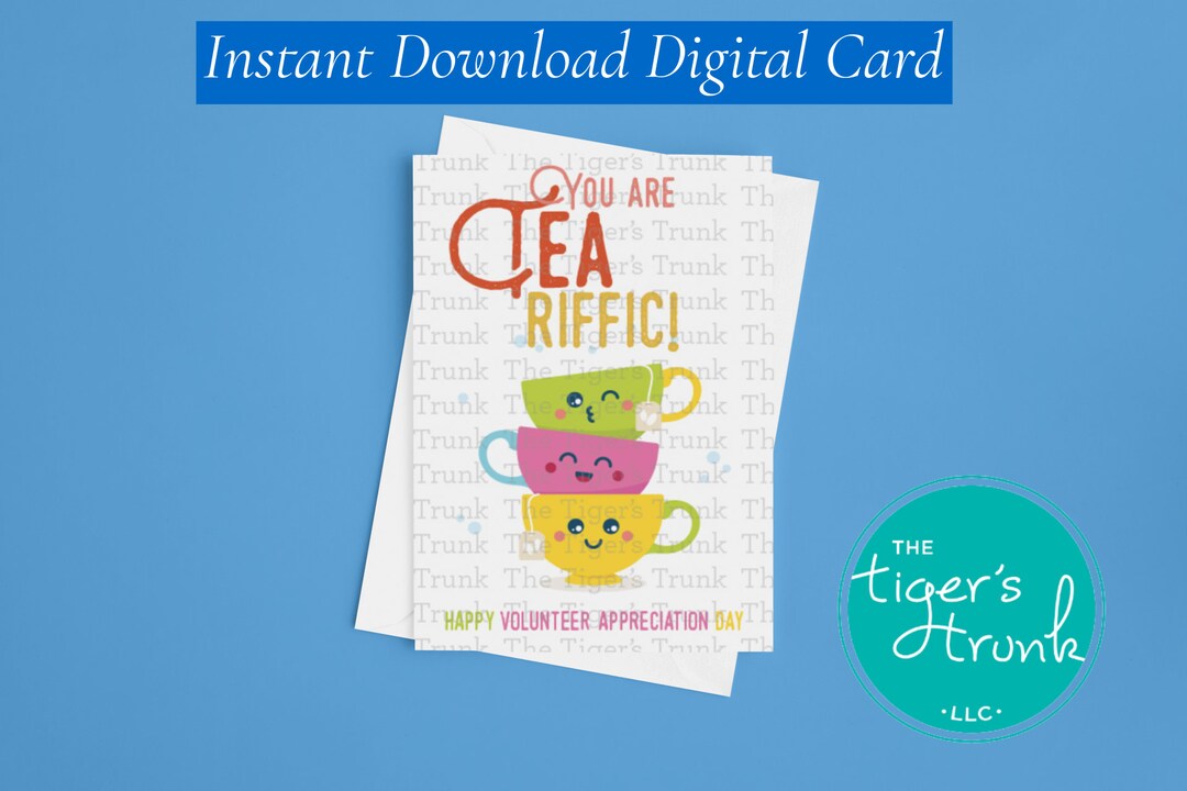 Volunteer Recognition Tea Gifts, Volunteer Thank You Card for Tea ...