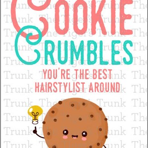 Hair Stylist Cookie Gift, Printable Cookie Thank You Card, Cookie Theme ...